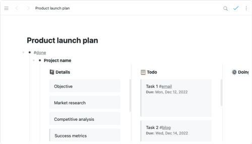 Workflowy template - Product launch plan